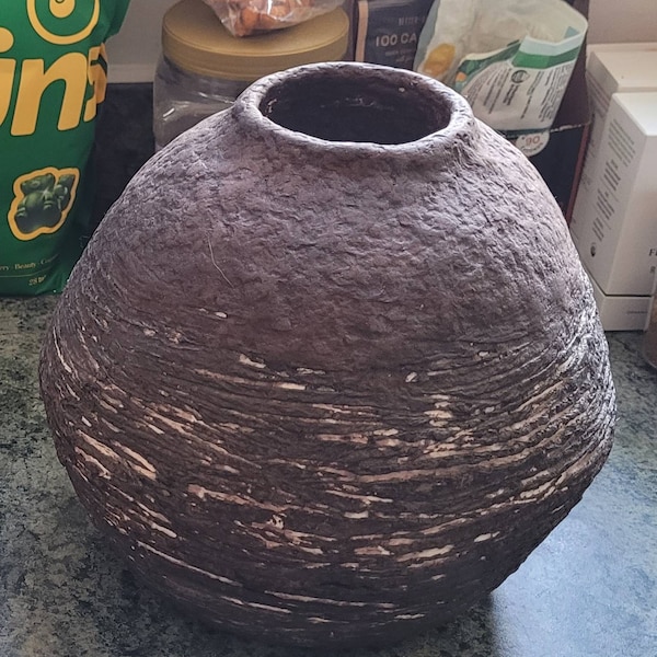 Paper Mache Bowl Handmade Black and White Decor Ooak Paper Mache ...