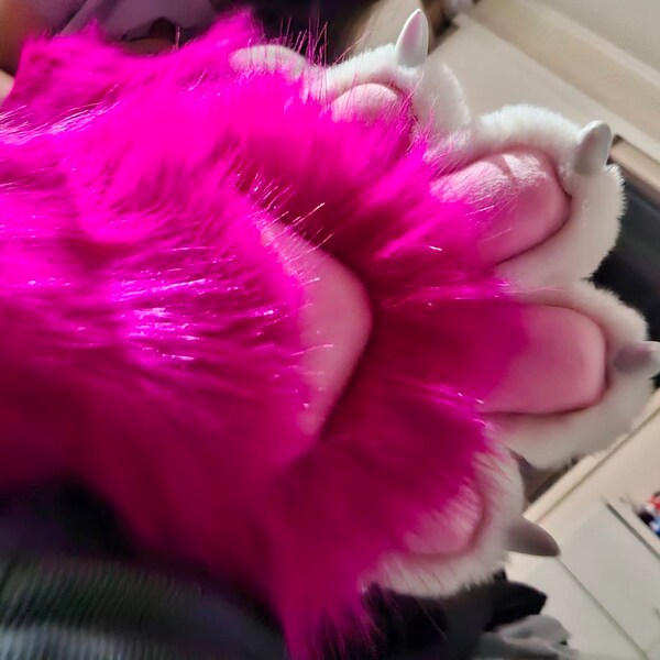 Black Puppy Paws With Red Meat Pad, Furry Gloves, Tiger Paws, Fox Paws ...