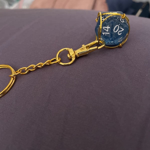 Bronze Keyring, Removable Caged D20 Keychain, TTRPG Accessories ...