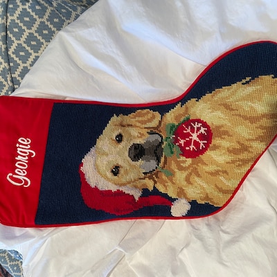 Santa and Reindeer Personalized Needlepoint Christmas Stockings ...