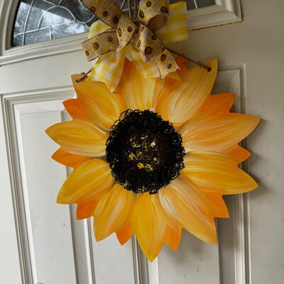 Painted Sunflower Door Hanger, Front Door Decor, Summer Flower, Front ...