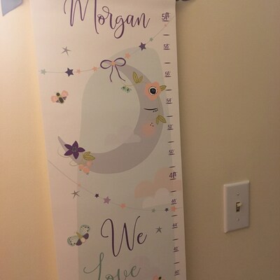 Personalized Girl's Canvas Growth Chart, We Love You to the Moon and ...