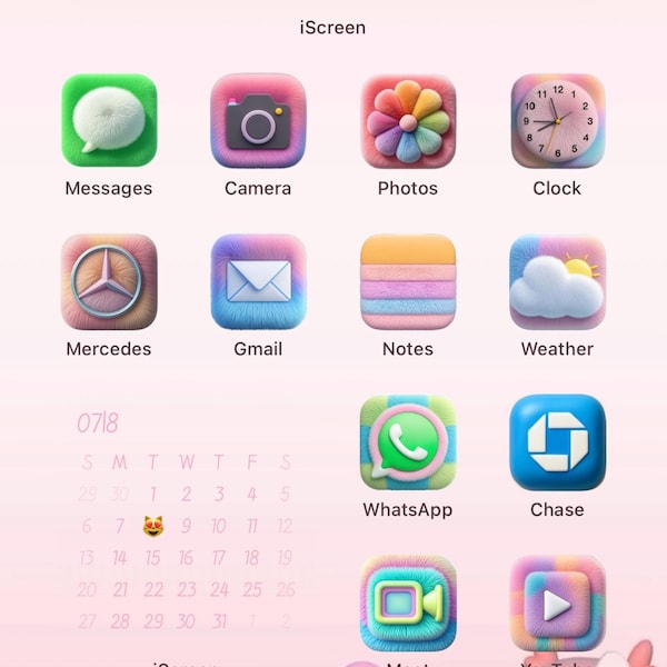 147 Candy Pastel Fuzzy App Icons | Cute Ios Icon Pack | Aesthetic App ...