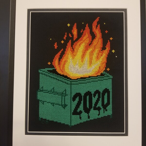 2020 Dumpster Fire Cross Stitch Pattern, Funny Design, Modern ...