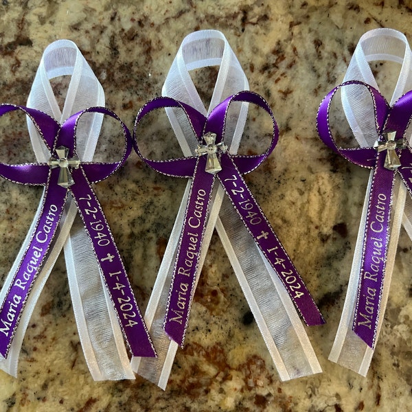 Personalized Funeral Ribbon Favors: Custom Memorial Ribbons With Pin ...
