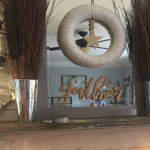 Gather Script Word Wood Sign-wood Sign Art, Gallery Wall, Family Wood ...