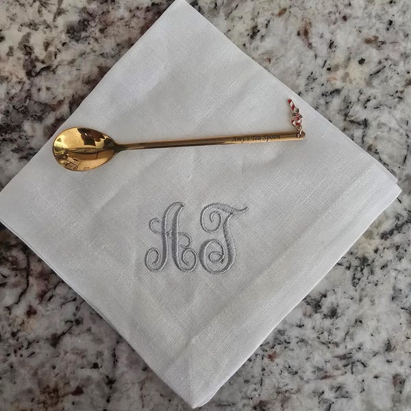 Gold Monogrammed Wedding Napkin, Embroidered Linen Napkin, Custom Linen ...