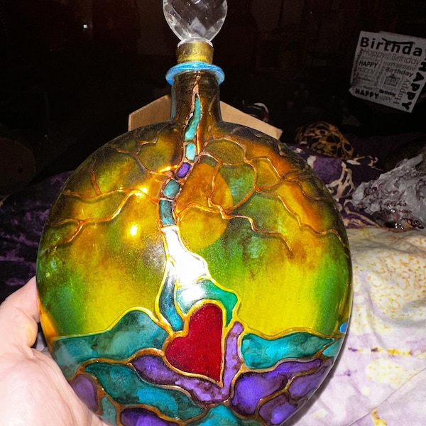Tree of Life Glass Cremation Urn: Hand-painted Memorial Ash Keeper ...