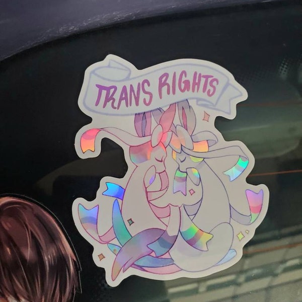Trans Rights Pokemon Sylveon Eevee Evolution Holographic 3 Inch Vinyl ...