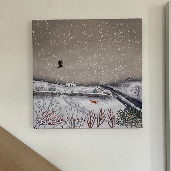 Canvas Print of a Winter Landscape With Fox From an Original Image ...
