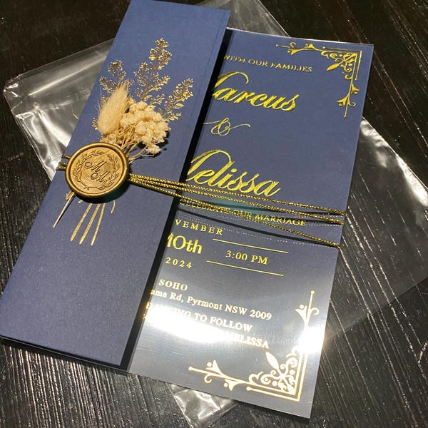 Acrylic Wedding Invitation - Quinceanera Invitation, Elegant Black ...