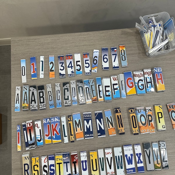 License Plate Letters Numbers Hearts End Pieces Spacers for Wall Art ...