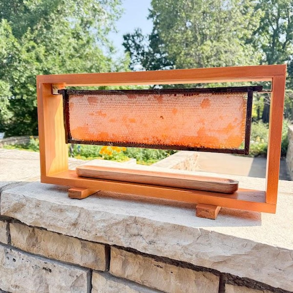 Handmade Wooden Honeycomb Display Stand With Dripping Tray - Etsy