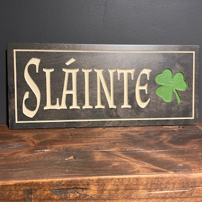 Mini St. Patrick's Day Decor Slainte Small Wood Sign With Shamrock Tiny ...