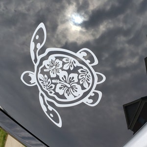 Turtle Hibiscus Flower Decal, Available in Many Sizes and Colors ...