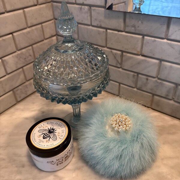 Dusty Baby Pink Body Dusting Powder Puff ~ Crystal Handle - Etsy