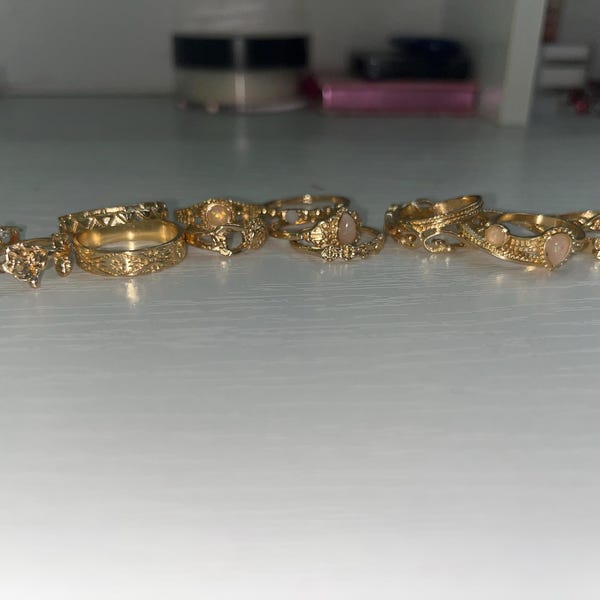 21pcs Stackable Rings Set | Multi Design Rings, Yin Yang, Black Rings ...