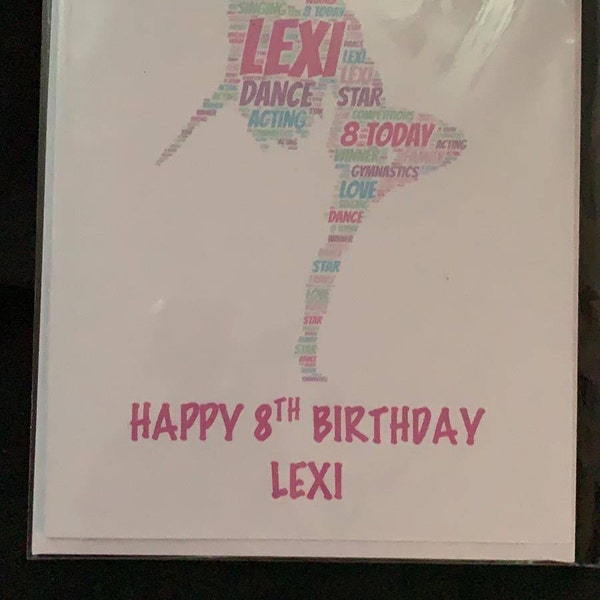 Personalised Dancer Birthday Card , Personalised Dancer Card, Dancer ...