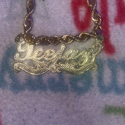 14K, 10K Solid Gold Personalized Custom Name Pendant With Diamond Cut ...