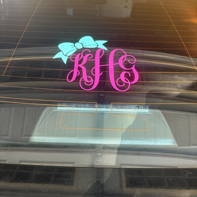 Fancy Monogram Decal Glitter Bow Decal Monogram Decal Yeti Cup Decal ...