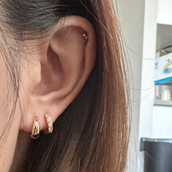 14k Solid Gold Sturdy Extra Long Chain Double Bar Earring, Multiple ...