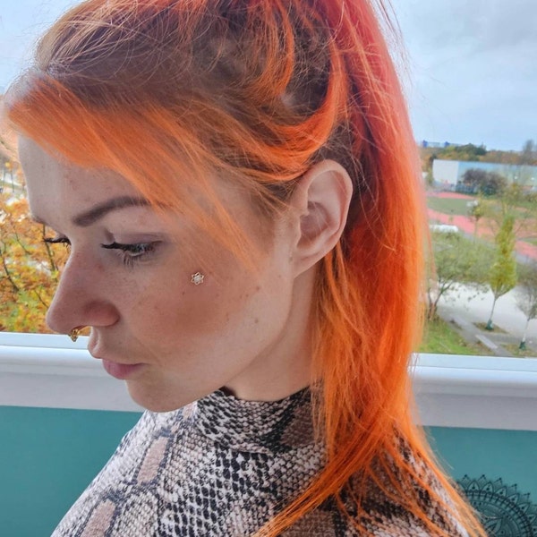 14K Solid Gold CZ Dermal Tops/internally Threaded Dermal Anchor Tops ...