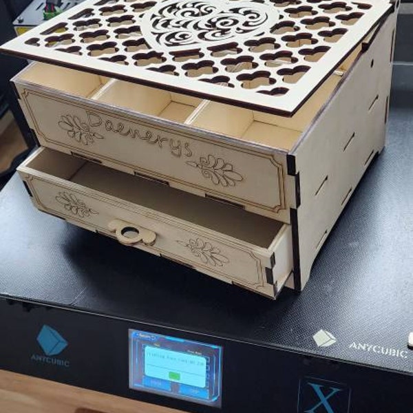 Laser Cut Chest of Drawers Jewelry Box, Wooden Gift Box, Laser Cut ...