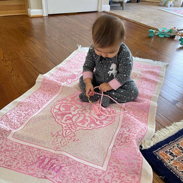 Pink Color Personalized Prayer Mat, Eid Gifts, Islamic Gift Set, Prayer Mat Set, Islamic Wedding ...