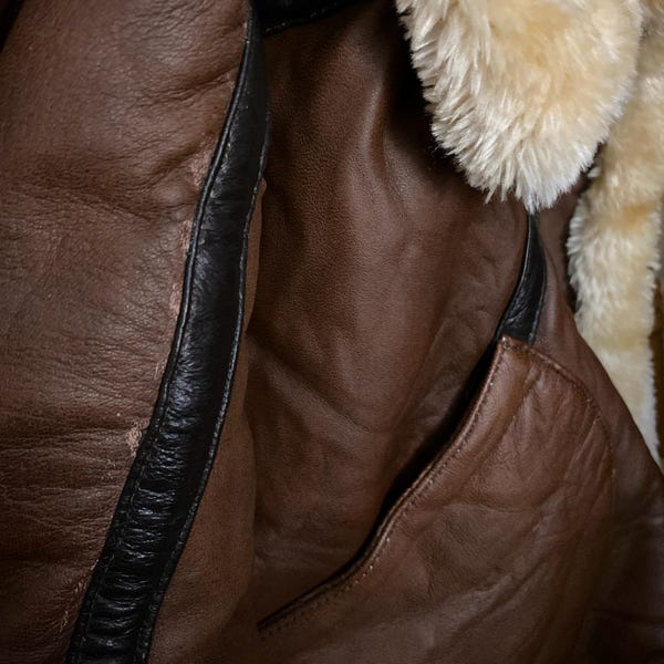 Mens B3 Brown Fur Shearling Aviator Genuine Sheepskin Leather WW2 Flight Pilot Winter Jacket - Etsy