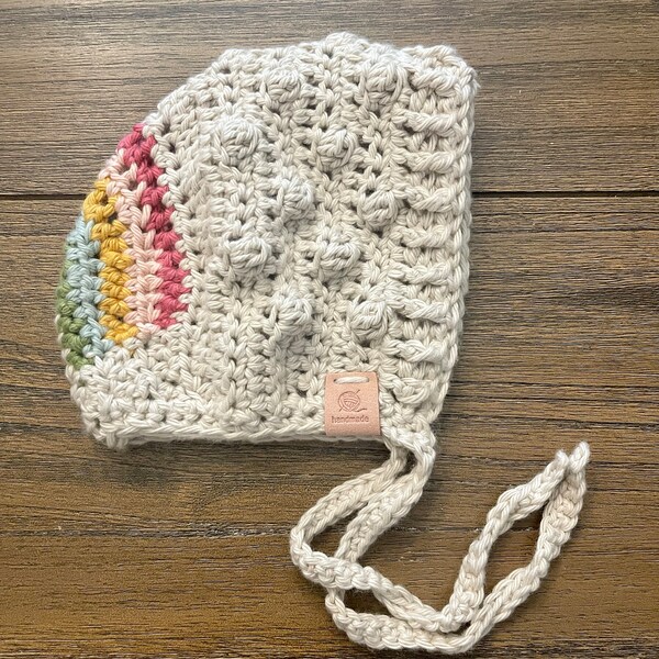 Crochet Rainbow Baby Bonnet Pattern: Easy Bobble Design (PDF Pattern ...