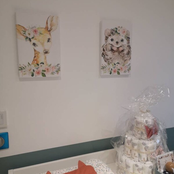 Baby Girl Nursery Wall Art, Floral Woodland Animal Prints, Girls Room ...