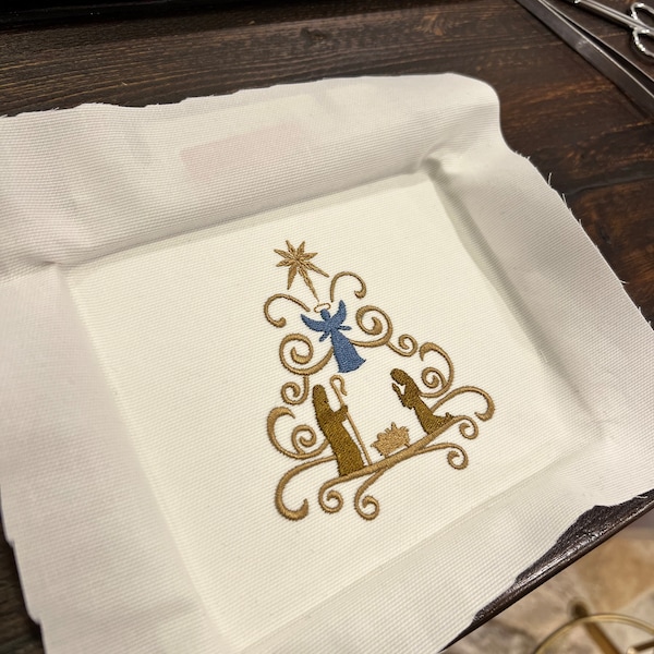 Nativity Christmas Tree Embroidery Design, Angel Star Jesus Religious ...