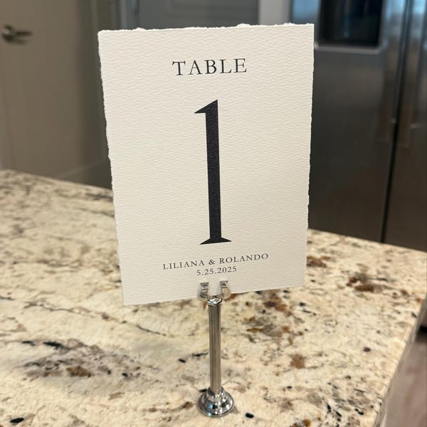Deckle Edge Wedding Table Numbers | Custom With Name & Date - Etsy