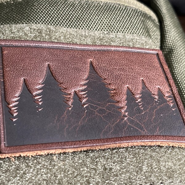 Pine Tree Leather Patch | Optional Hook and Loop Fastener | 3" X 2 ...