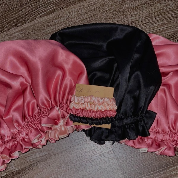 Rose Gold Reversible Mulberry Silk Bonnet: Double Layer Hair Protection ...