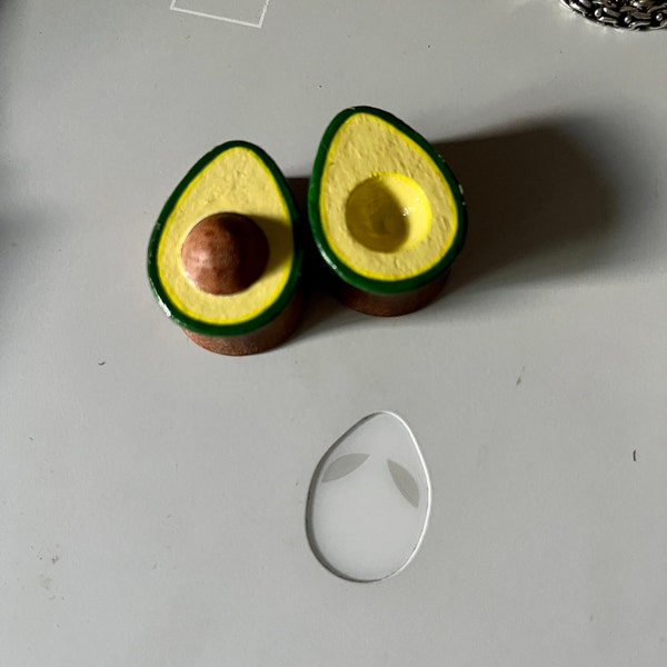 Pair of Teardrop Avocado Wood Ear Plugs, Vegan Avocado Gauges 16mm 18mm ...
