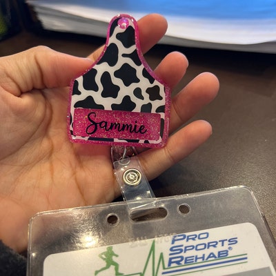 Cow Print Tag Badge Reel,black and White , Western Badge Reel, Nurse ...