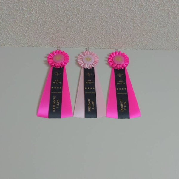 AKC ACT Agility Course Test Title Ribbon Rosette - ACT 1 2 Jumpers ...