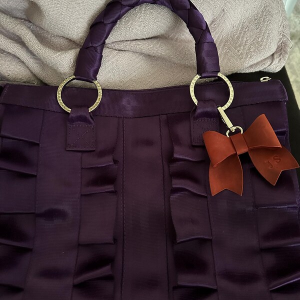 Nappa Leather Bow Keychain, Personalized Lovely Bow Keyring, Bag Charm ...