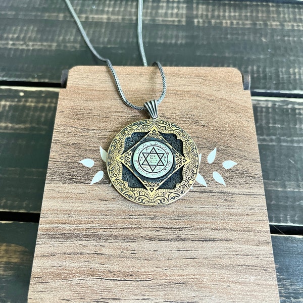 Engraved Seal of Solomon Pendant, Handmade Silver Star of David Locket ...