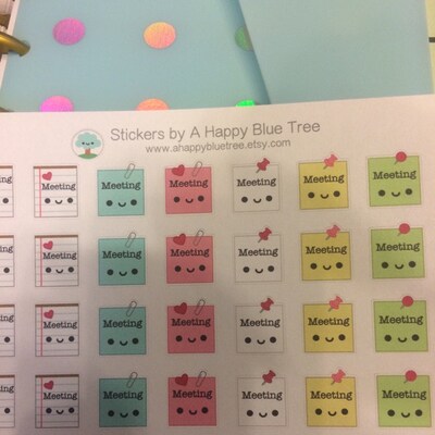 Happy Meeting Reminder Tracker Cute Kawaii Planner Stickers for Erin ...
