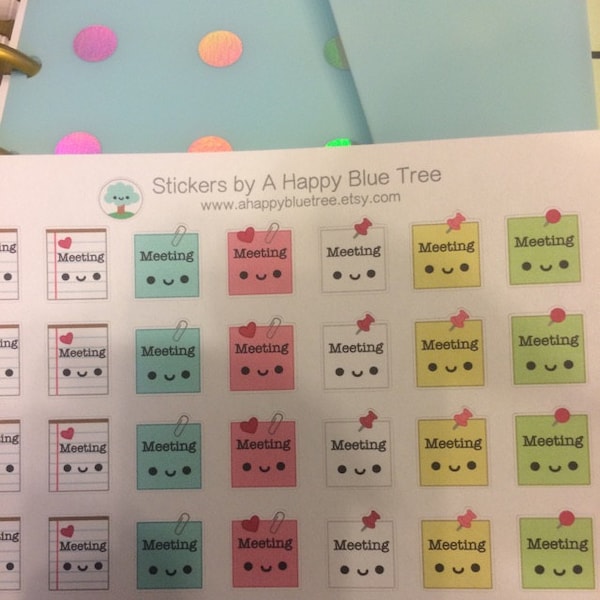Happy Meeting Reminder Tracker Cute Kawaii Planner Stickers for Erin ...