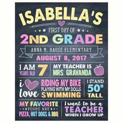 First Day of School Chalkboard 1st Day of School Sign Back - Etsy