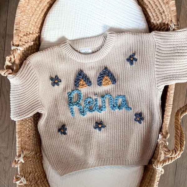 Hand Embroidered Birthday Sweater: "two-ey" Theme Knit Top - Etsy