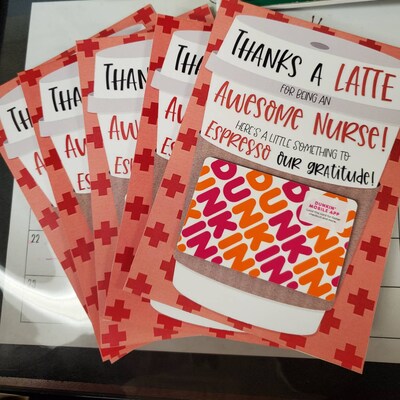 Printable 5x7 Thanks a LATTE for Being an Awesome NURSE Gift Card ...