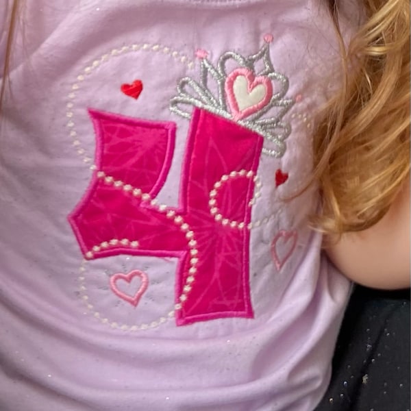 Princess Tiara + Pearls #4 Applique Machine Embroidery Design Birthday ...