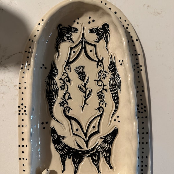 Crow and Thistle Altar - Wall Hanging Piece - Personal Shrine - Ceramic ...