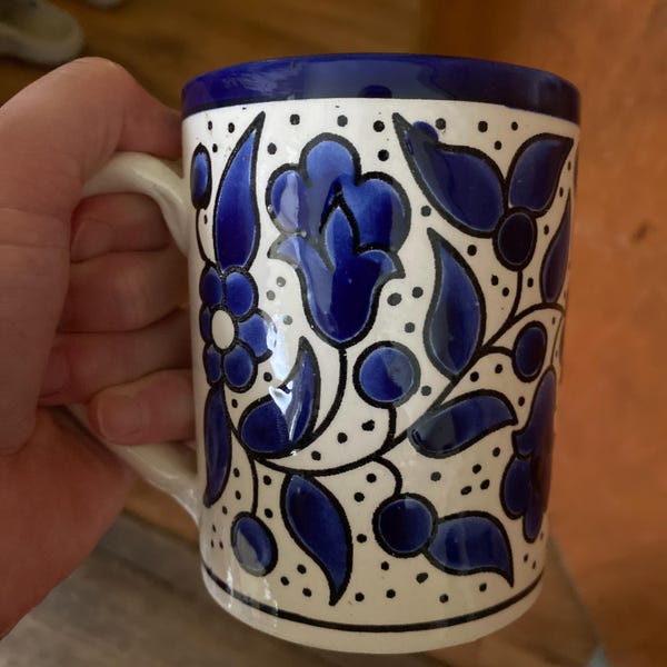 Palestinian Pottery Coffee Cups With Saucers Set of 6 Ceramic Handmade ...