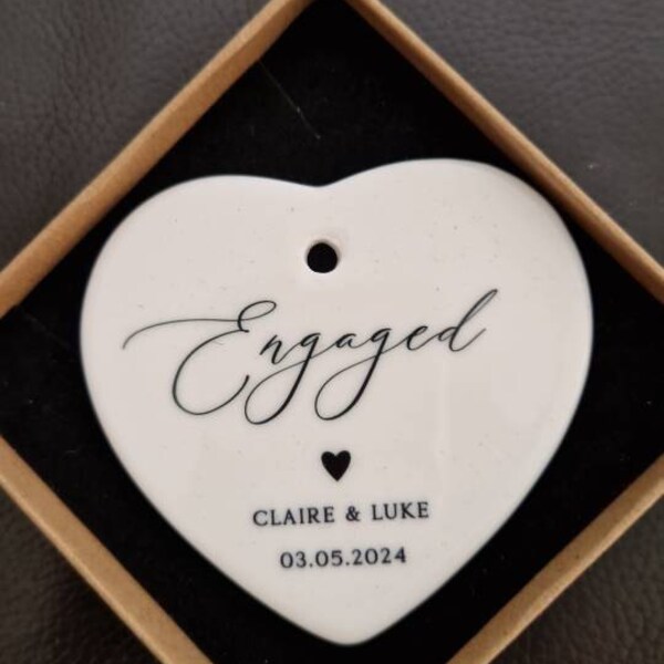 Engagement Gift | Engaged Ceramic Hanging Keepsake | Personalised ...