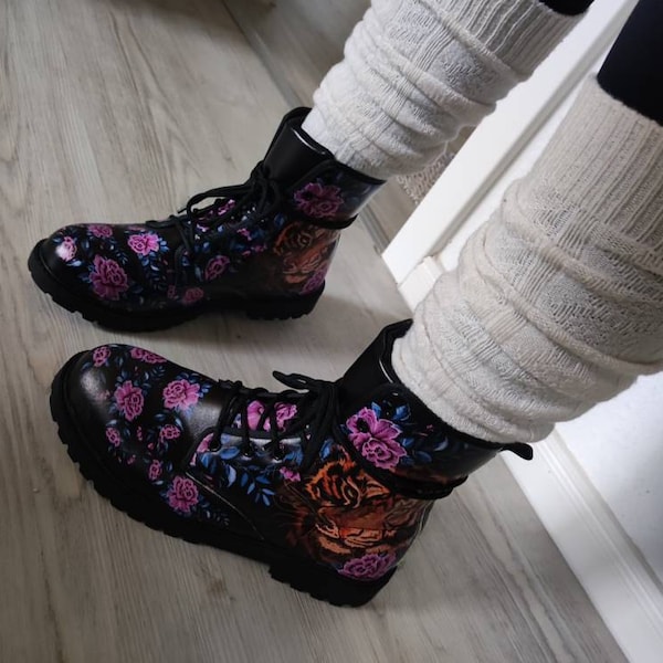 Combat Boots Red Red Combat Boots, Goth Boots, Handmade Lace up Boots ...